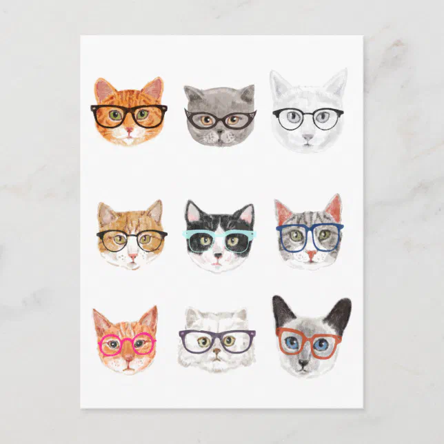 Hipster Cats Postcard | Zazzle