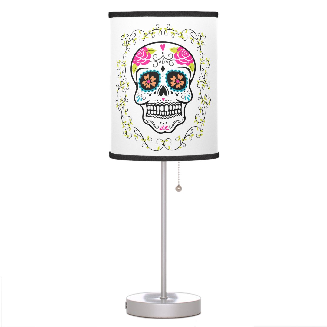 Hipster Colorful Sugar Skull Table Lamp | Zazzle