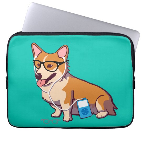 Hipster Corgi Laptop Sleeve (without text) | Zazzle.com