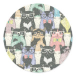 Hipster Cute Cats Pattern Fabric | Zazzle