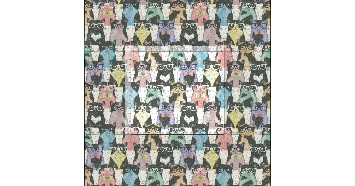 Hipster Cute Cats Pattern Fabric | Zazzle