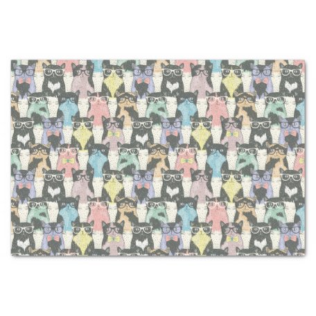 Hipster Cute Cats Pattern Fabric | Zazzle
