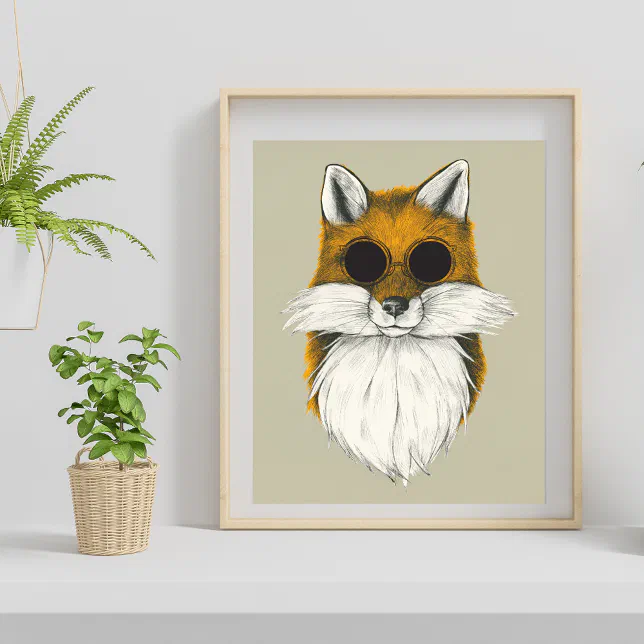 Hipster Fox Poster | Zazzle