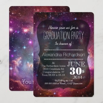 Hipster galaxy outer space Graduation party Invitation | Zazzle