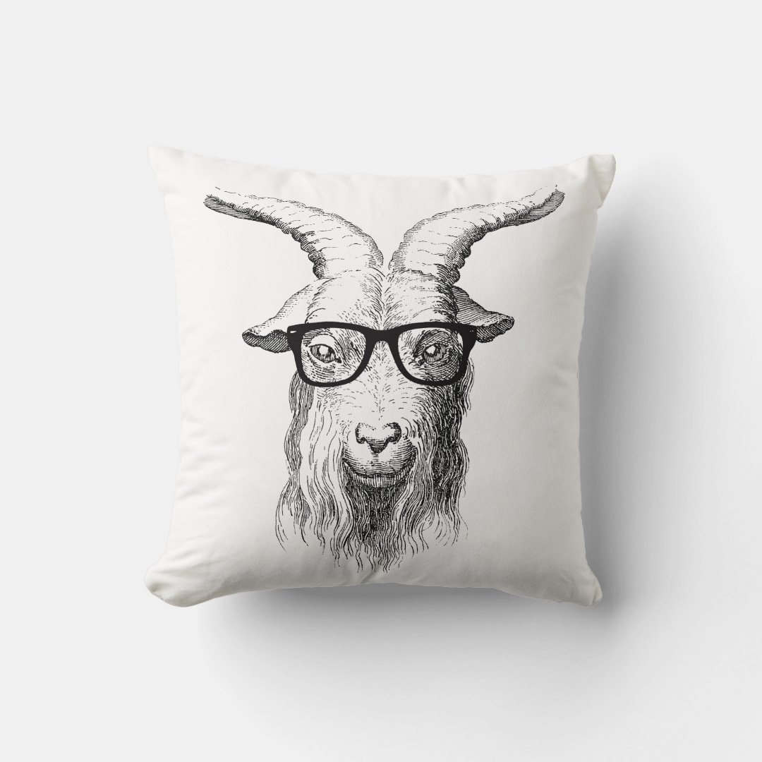 Hipster Goat Throw Pillow | Zazzle