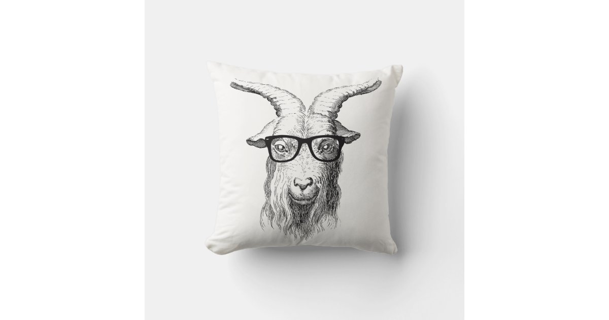 Hipster Goat Throw Pillow | Zazzle