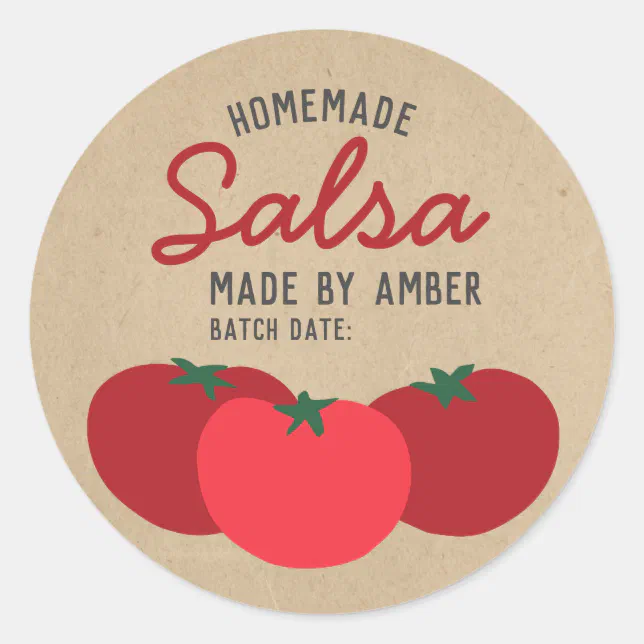 Hipster Modern Homemade Salsa Tomato Canning Label | Zazzle