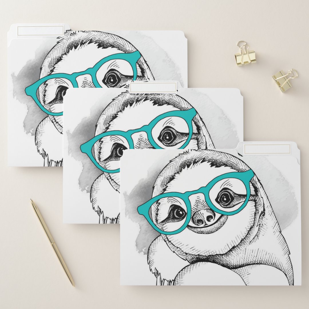 Hipster Sloth File Folder | Zazzle