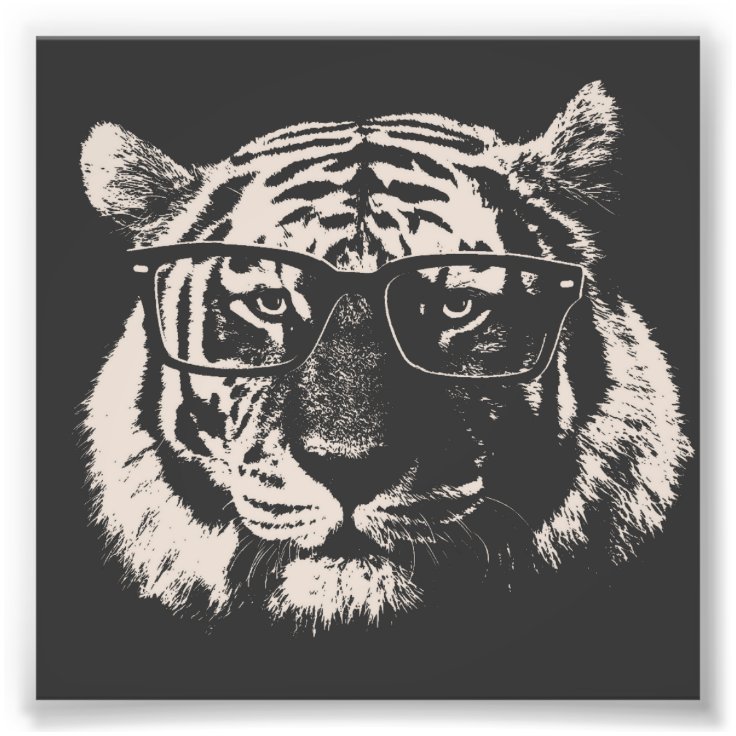 Hipster Tiger With Glasses Photo Print | Zazzle