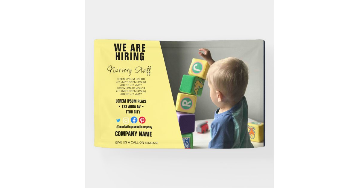 hiring staff BUSINESS custom logo flyer Poster Ped Banner | Zazzle