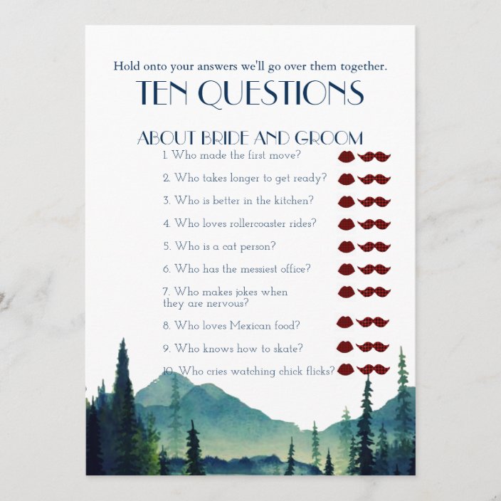 His and Her Ten Questions Wedding Game | Zazzle.com