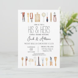 His and hers couples shower invitation,tool shower invitation | Zazzle
