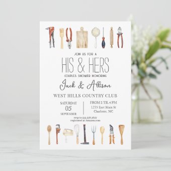 His and hers couples shower invitation,tool shower invitation | Zazzle