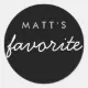 "His" Favorite Snack Black Silver Classic Round Sticker | Zazzle