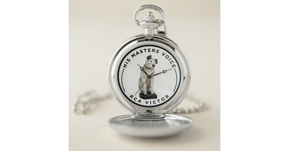 His Master's Voice RCA Victor Pocket Watch | Zazzle