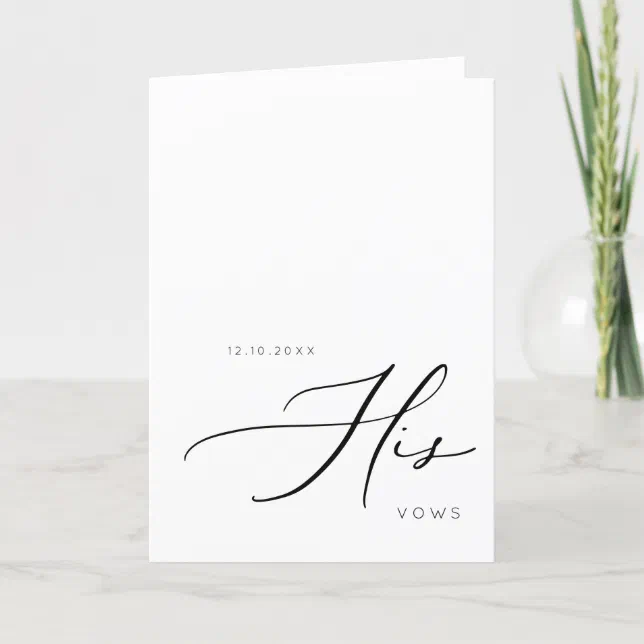 His Vows Modern Minimalist Wedding Vows Card | Zazzle