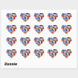 Hispanic Heritage Month Heart Flags Heart Sticker | Zazzle