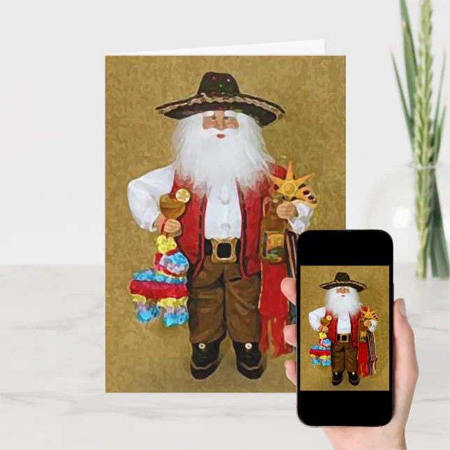 Hispanic Mexican Southwestern Texan Santa Claus Holiday Card | Zazzle