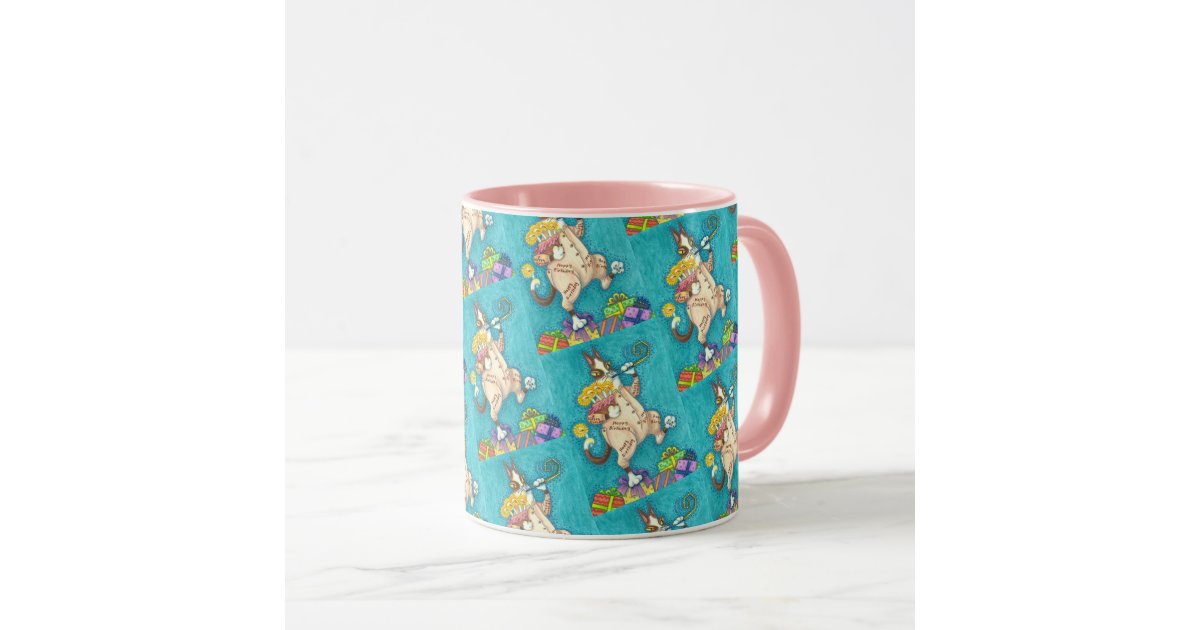HISS N' FITZ CAT IN BIRTHDAY SUIT, CAKE & CANDLES MUG | Zazzle