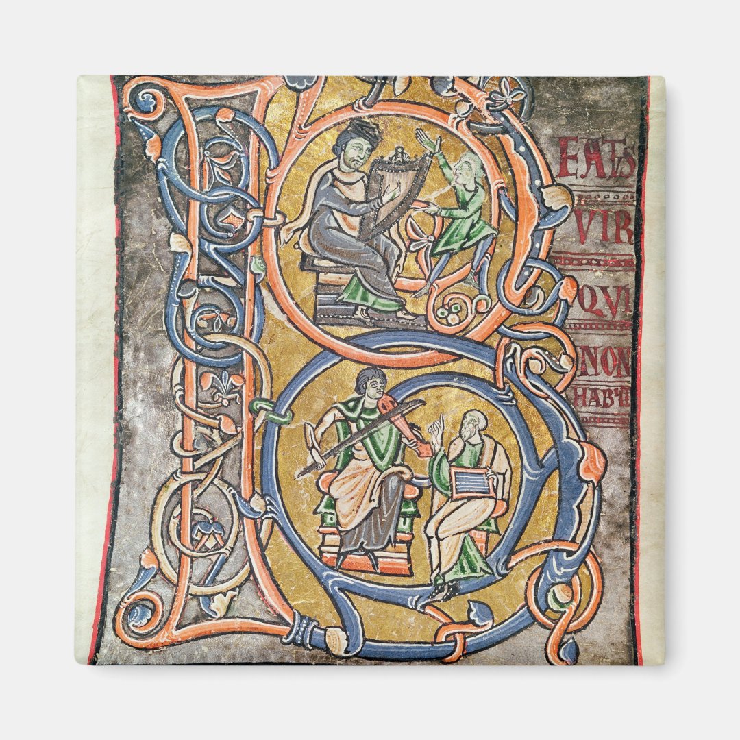 Historiated initial 'B' depicting King David Magnet | Zazzle