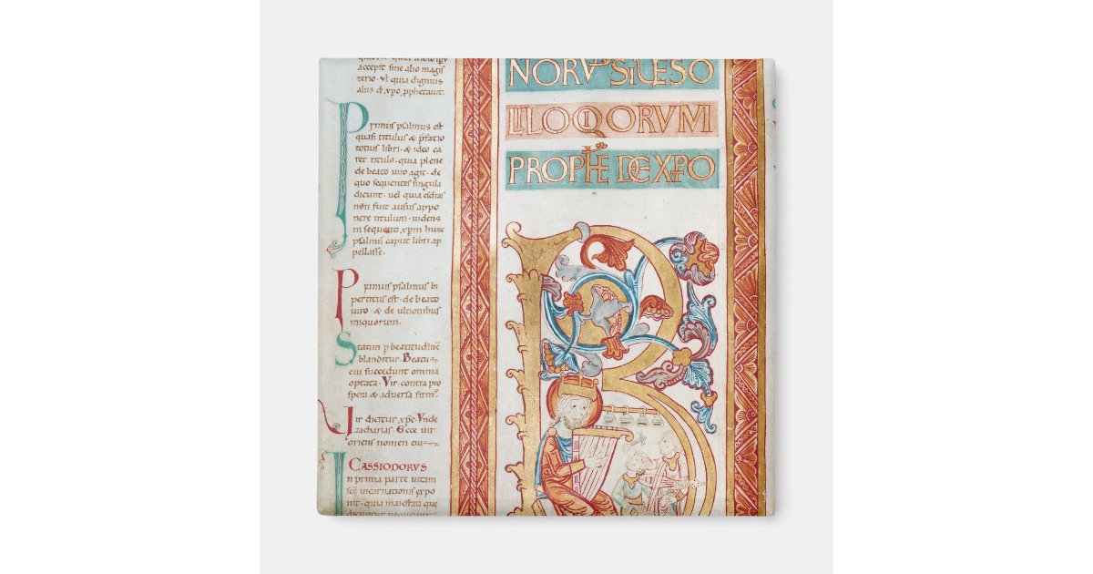 Historiated initial 'B' depicting King David Magnet | Zazzle