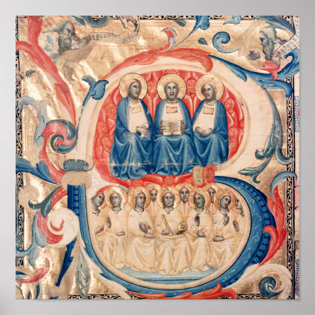 Historiated initial 'B' depicting the Trinity Poster | Zazzle