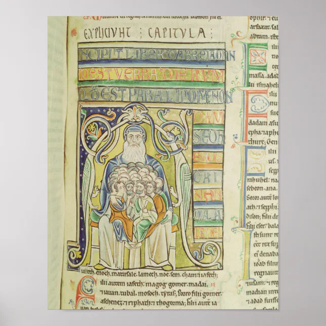 Historiated letter 'A' depicting generations Poster | Zazzle