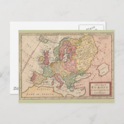 Historic 1721 Map of Europe Postcard | Zazzle