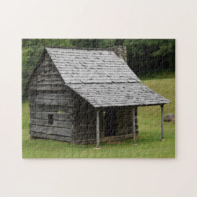 HISTORIC LOG CABIN IN THE WOODS JIGSAW PUZZLE | Zazzle