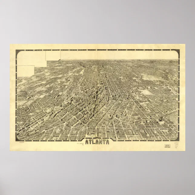 Historic Map of Atlanta, Georgia, 1919 Poster | Zazzle
