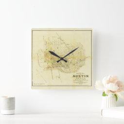 Historic Map of Austin Square Wall Clock | Zazzle