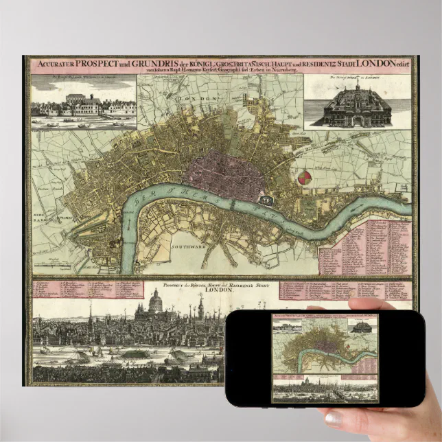 Historic Map of London, England (1740) Poster | Zazzle Historic Map of London, England (1740) Poster | Zazzle