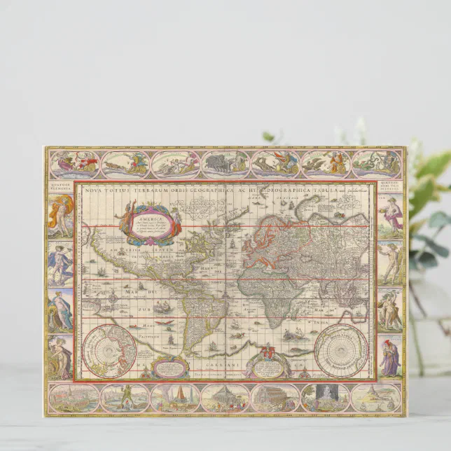 Historic Medieval World Map (by Willem Blaeu) | Zazzle