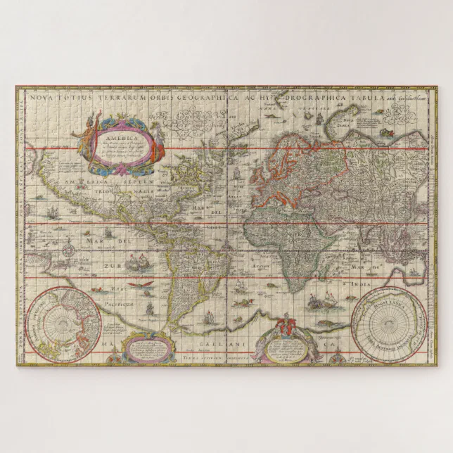 Historic Medieval World Map (by Willem Blaeu) Jigsaw Puzzle | Zazzle