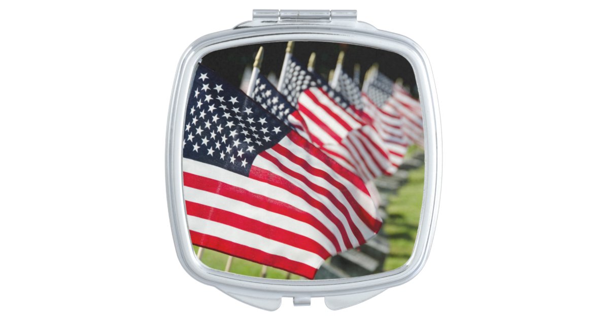 Historic military cemetery with US flags Mirror For Makeup | Zazzle