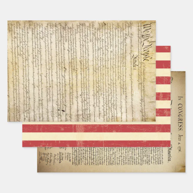 Historic Patriotic Bundle Wrapping Paper Sheets | Zazzle