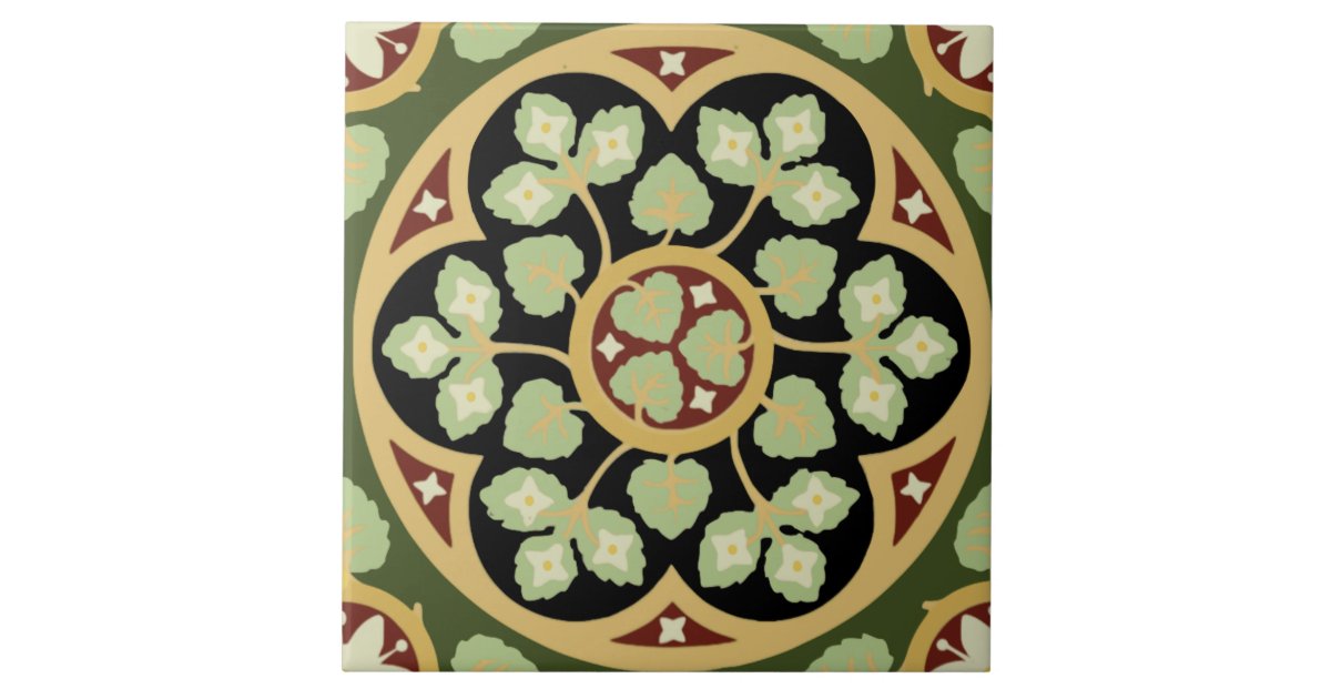 Historic Pugin 1870-1880s Gothic Design Tile Repro | Zazzle