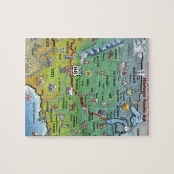 Historic Route 66 Cartoon Map Jigsaw Puzzle | Zazzle