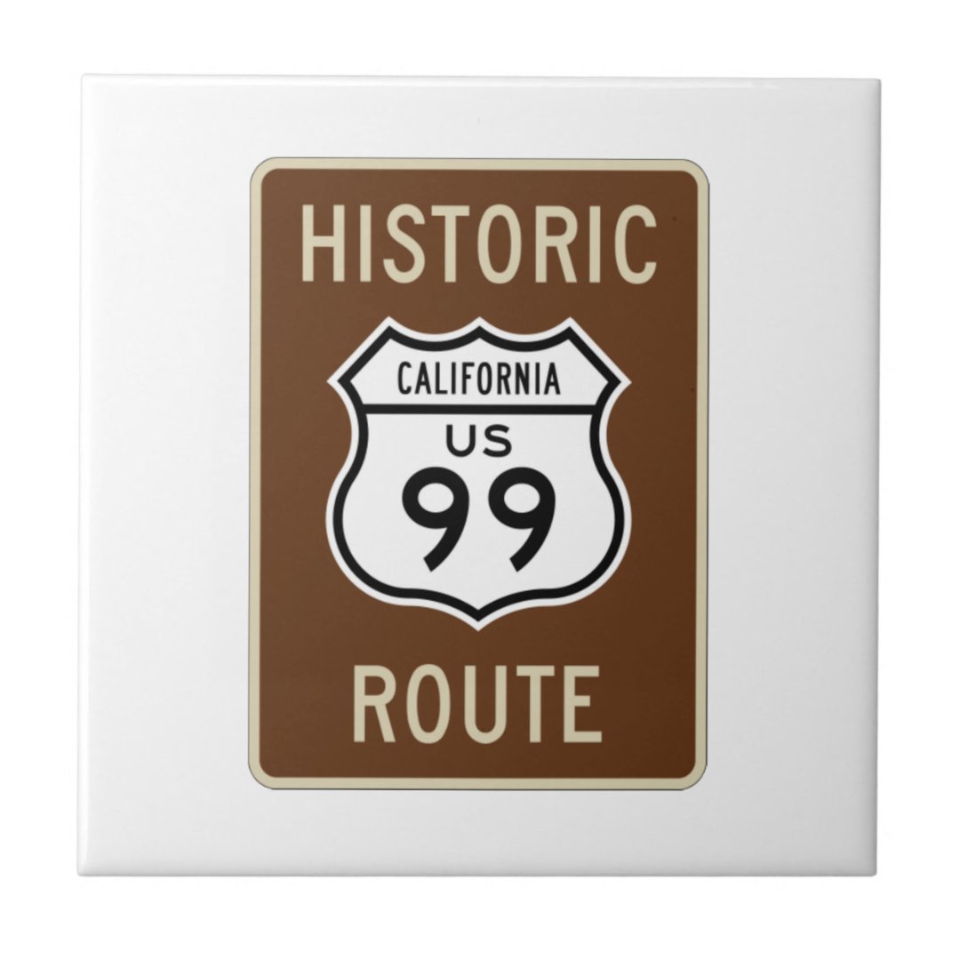 Historic Route US Route 99 (California) Sign Ceramic Tile | Zazzle