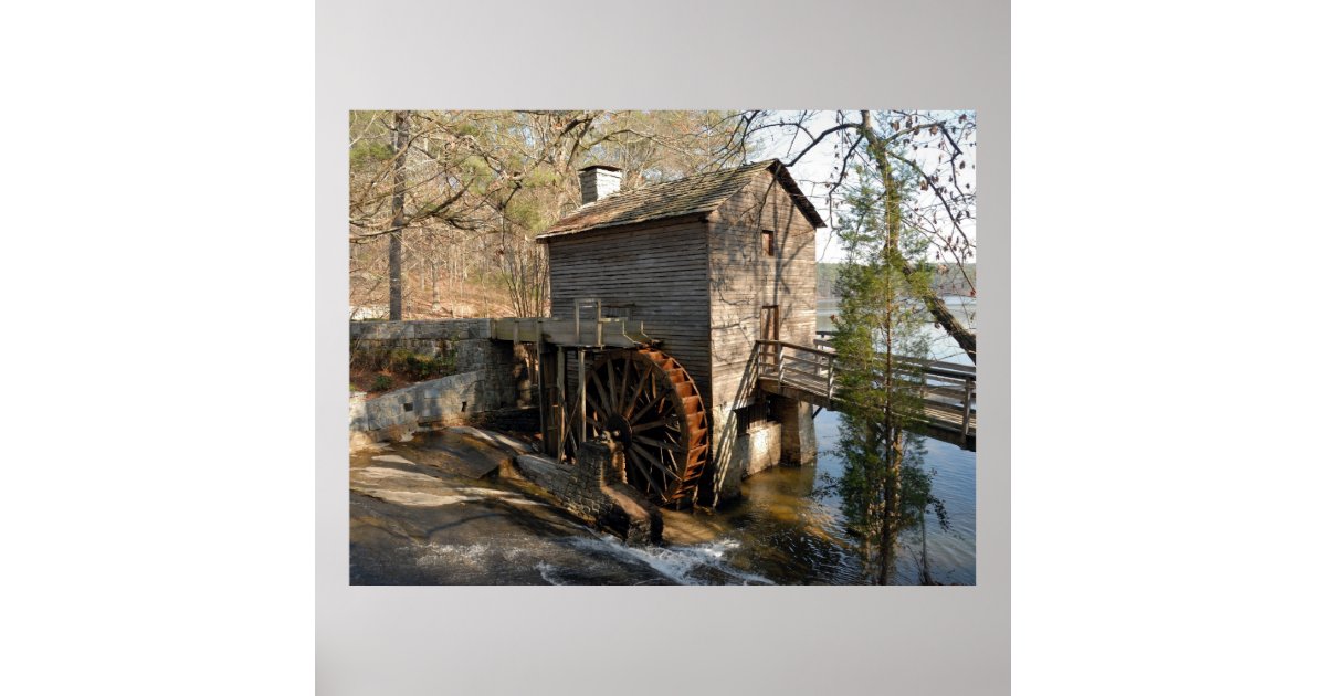 Historic rustic grist mill poster | Zazzle