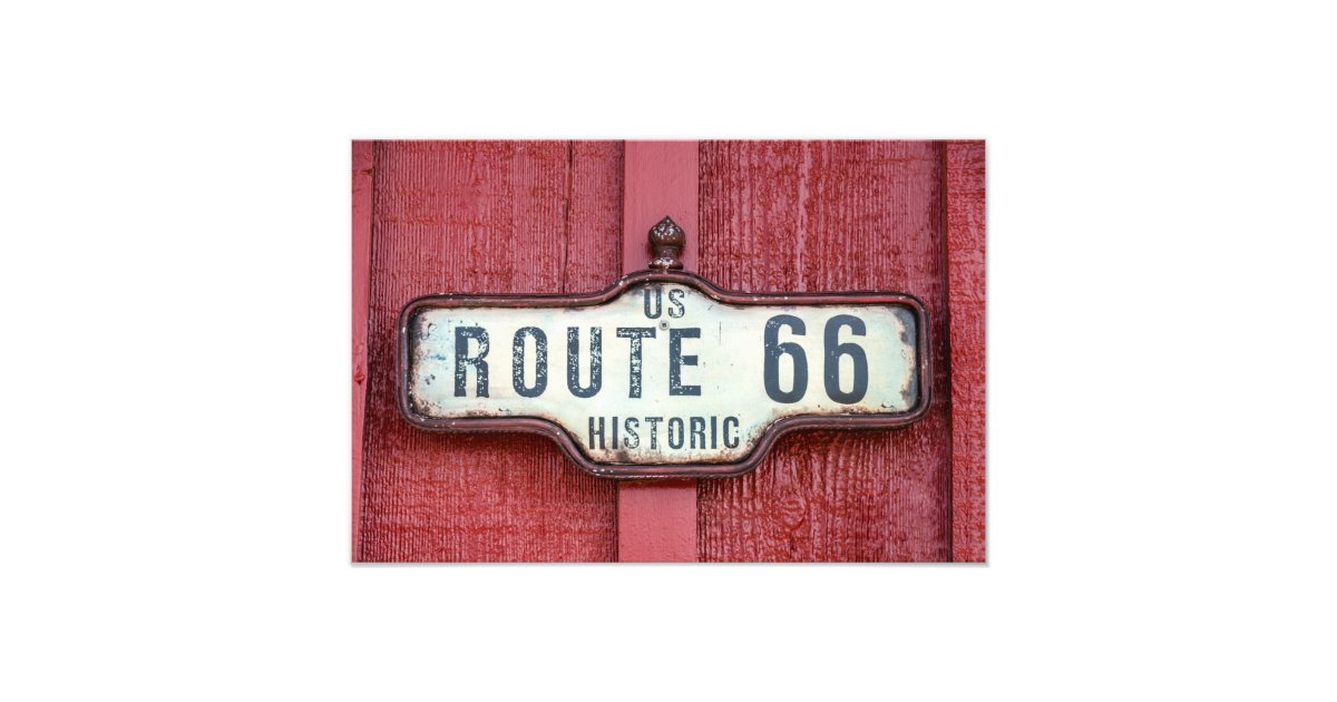 Historic US Route 66 Sign on Red | Zazzle