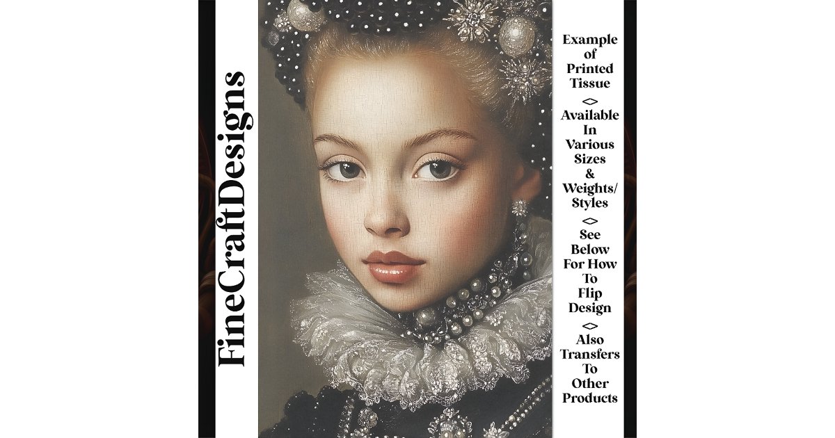 Historical Fantasy Portrait Woman BG1 Decoupage Tissue Paper | Zazzle