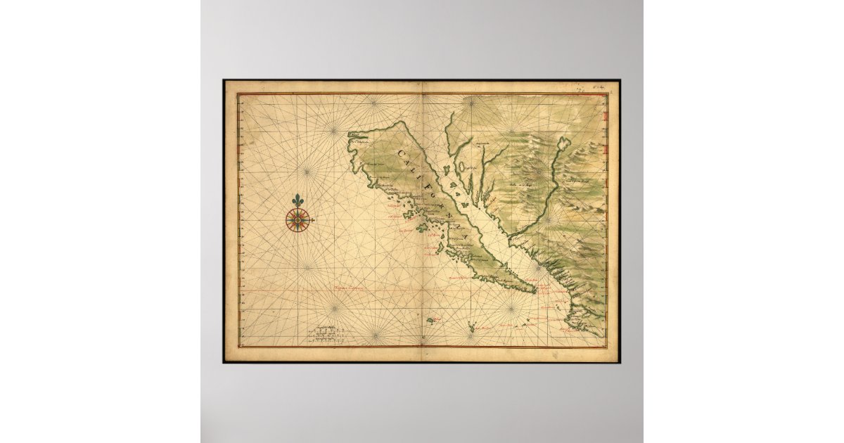 Historical Map of California Poster | Zazzle