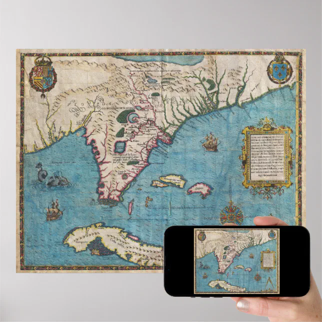 Historical Map of Florida (1591) Poster | Zazzle