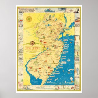Historical Map of New Jersey Poster | Zazzle