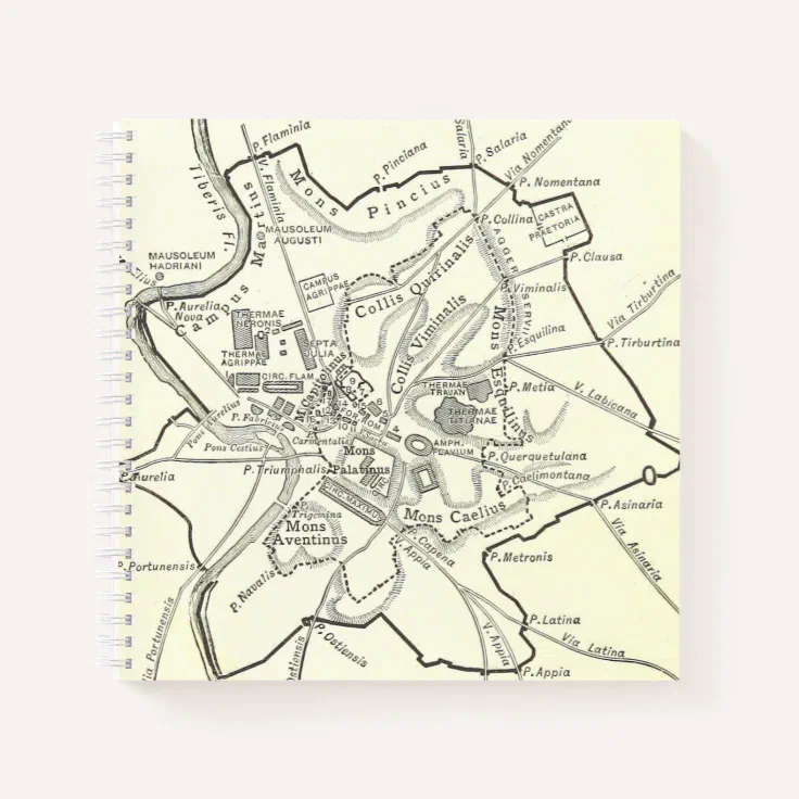 Historical Map of the City of Rome Notebook | Zazzle