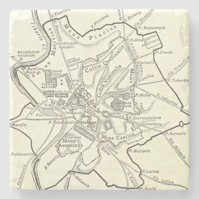 Historical Map of the City of Rome Stone Coaster | Zazzle