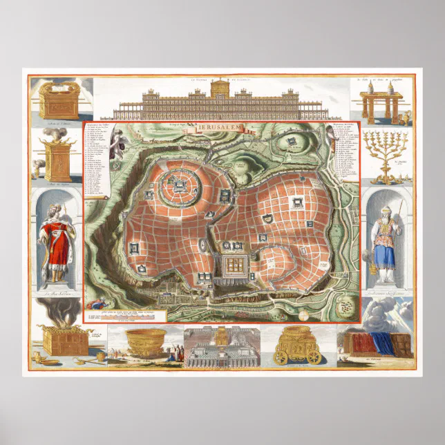 Historical map of the Temple Mount of Jerusalem Poster | Zazzle