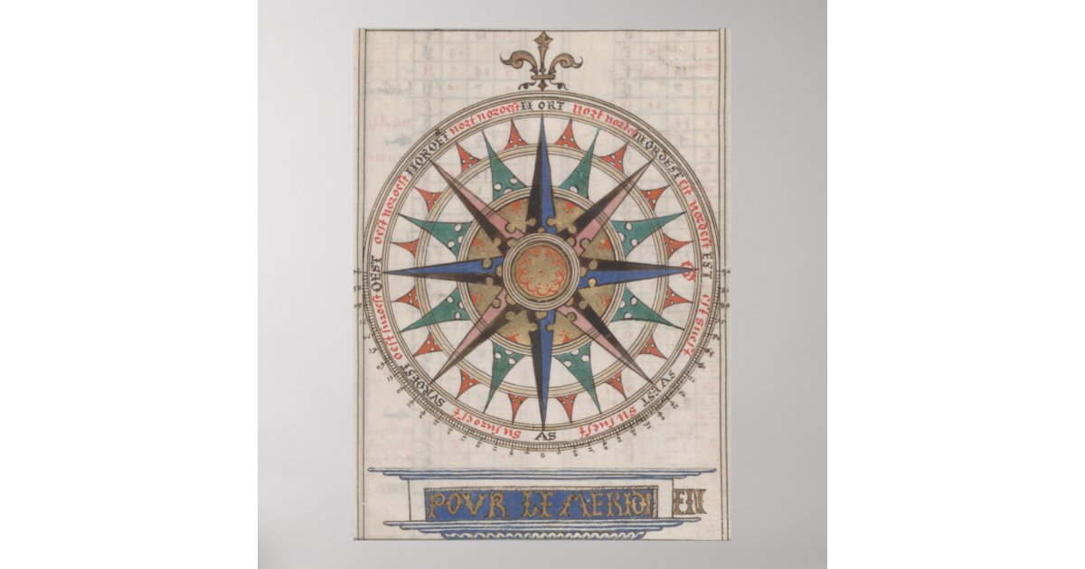 Historical Nautical Compass (1543) Poster | Zazzle