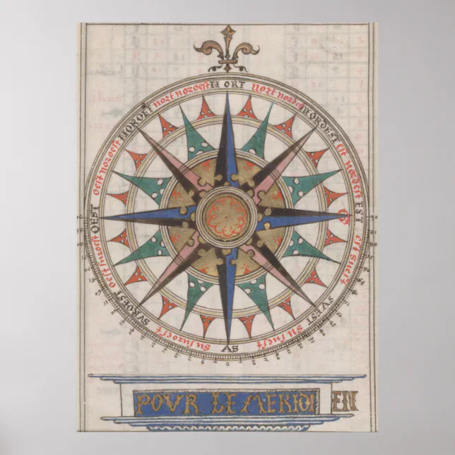 Historical Nautical Compass (1543) Poster | Zazzle